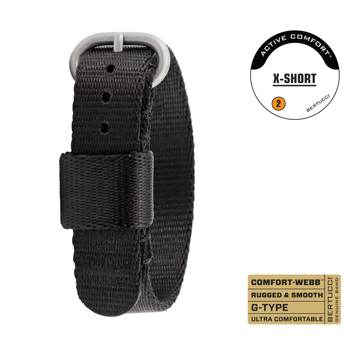 #348XS X-SHORT - Black Comfort-Webb™ webbing band, 5/8" - 17 mm size f ...