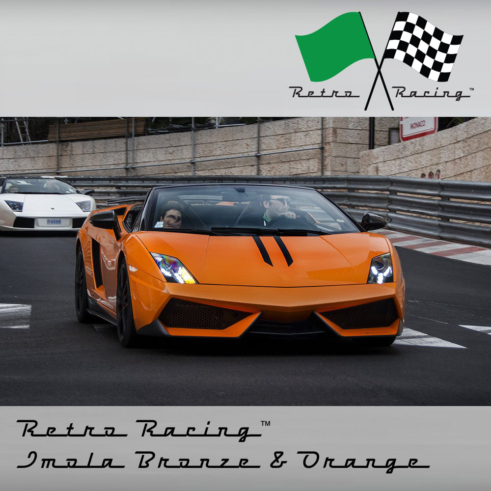 #100 - Retro Racing™ Imola Bronze w/ Orange Pro-Stripe™ w/ matte hardw ...